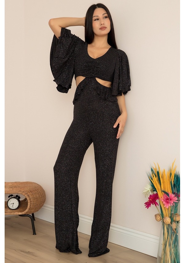 Kalopya Arya 8047 Kolları Volanlı Simli Tulum- 40 Fiyatları ve Özellikleri