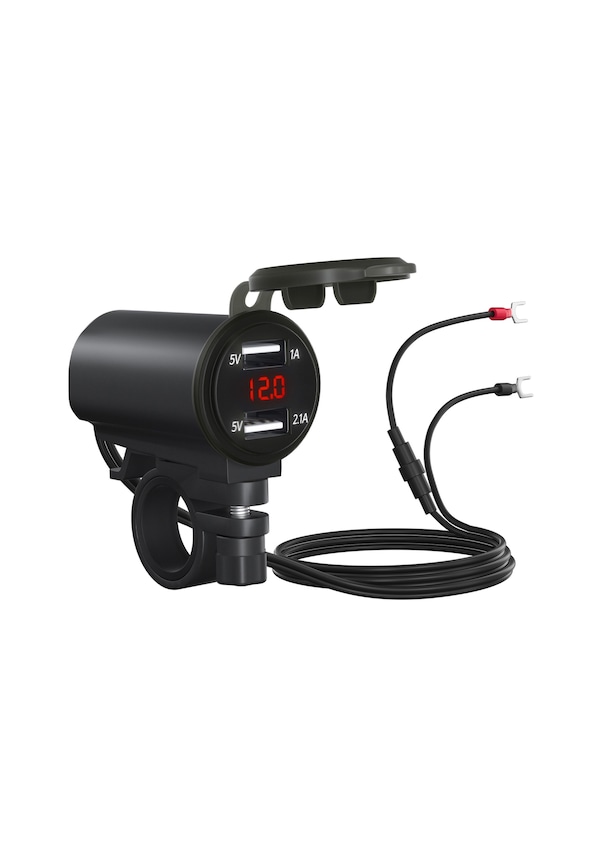 Springsun Siyah Ip65 Su Geçirmez 3.1a Çift Usb Şarj Cihazı, Voltmetre ...