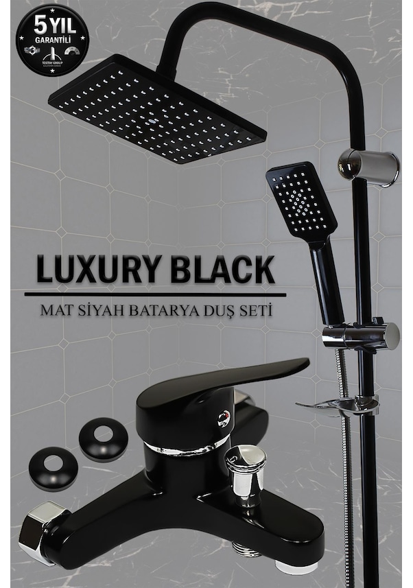 Siyah Banyo Bataryası Robot Duş Seti Siyah Banyo Seti Armatür Musluk ...