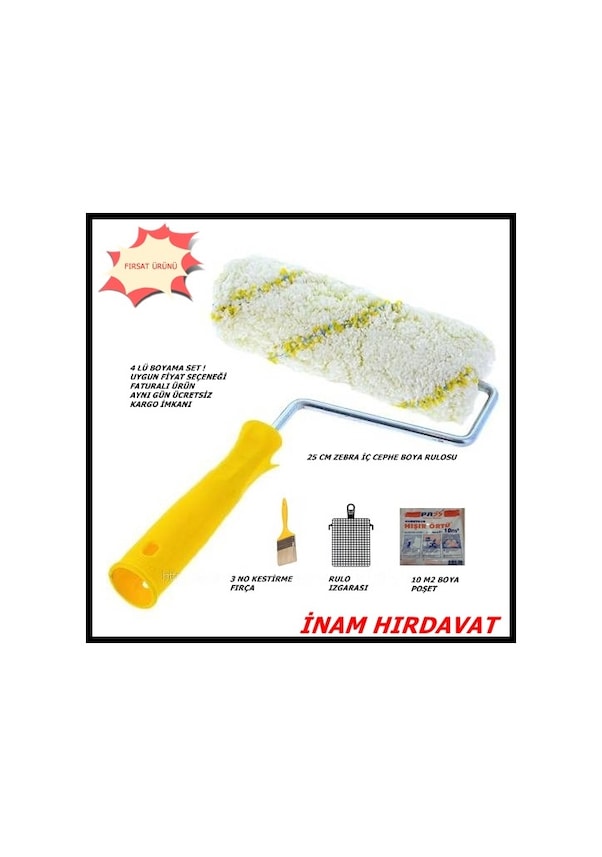 Inamhırdavat Rulo Set - Rulo-Firça-Izgara-Boya Poşet -4 Lü Boyaci Set 1 ...