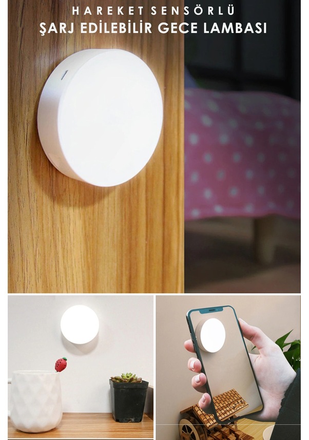 TechnoSmart 1Adet Beyaz Işık Usb Şarjlı Akıllı Hareket Sensörlü K Fiyatları ve Özellikleri