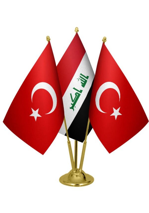 Masa Üstü Irak Bayrağı Türk Bayrağı Üçlü Pirinç Direk Masa Bayrak ...