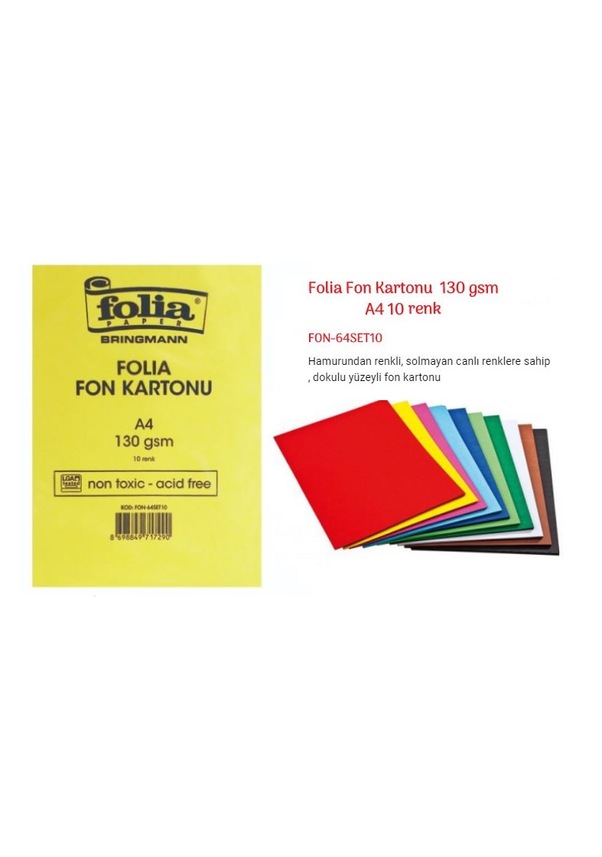 Folia Fon Kartonu A4 10 Renk Kod 64Set10 Fiyatları ve Özellikleri