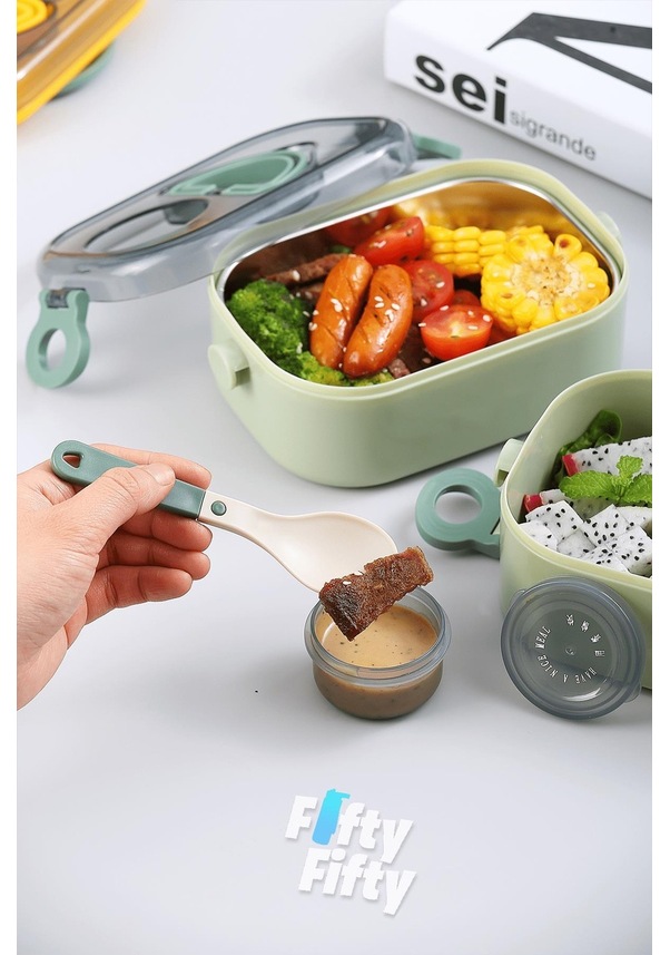 Vagonlife 1000 Ml İki Kat Üç Bölme Paslanmaz Çelik Bento Lunch Box Yeni ...