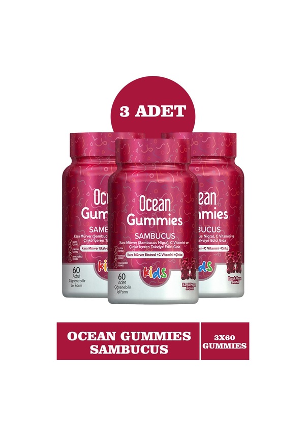 Ocean Gummies Sambucus 3 x 60 Çiğnenebilir Jel Form Fiyatları ve ...