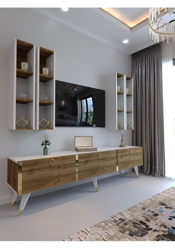 Festival Tv Ünitesi G3002-2-1 Ceviz Beyaz - Color Gold Tv Sehpası Ve ...