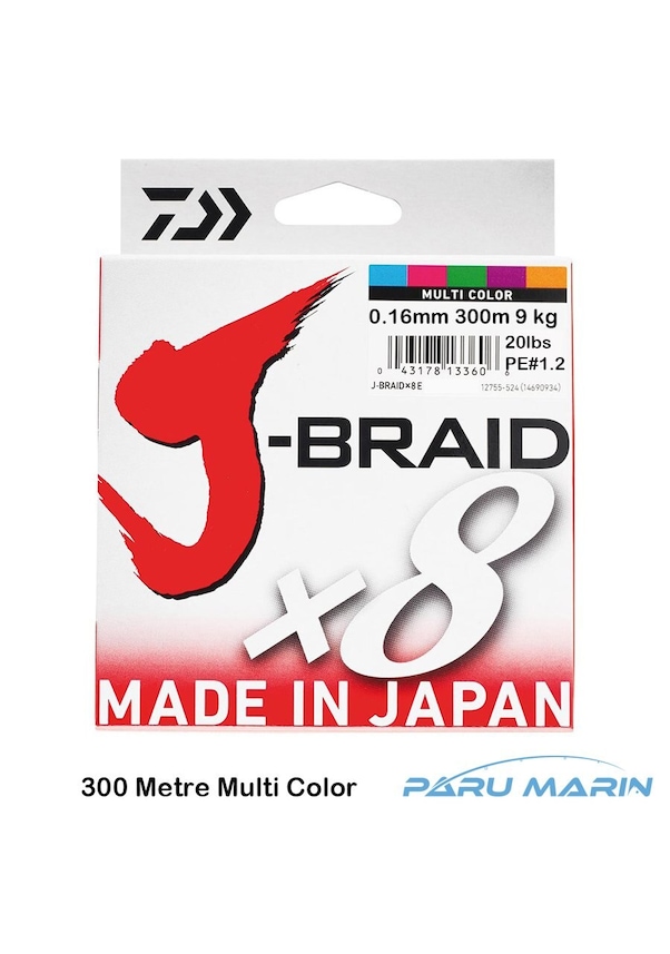 Daiwa J-Braid X8 Multi Color 300 Mt. 0.16Mm 9Kg. Ip Misina Fiyatları ve ...