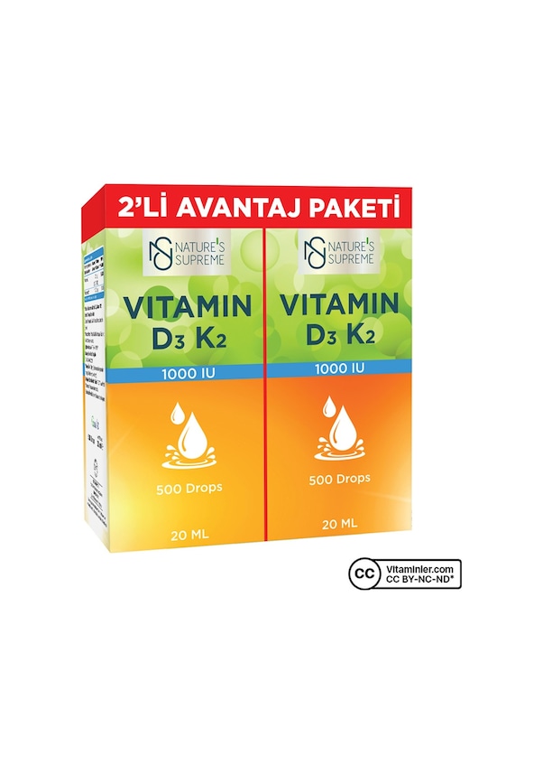 Natures Supreme Vitamin D3 + K2 Damla 2 x 20 ML Fiyatları ve Özellikleri