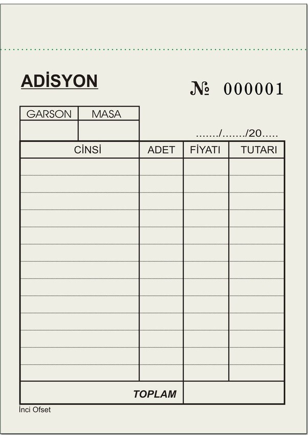 Adisyon Sipariş Fişi A6 Tek Nüsha 50 Cilt Fiyatları ve Özellikleri