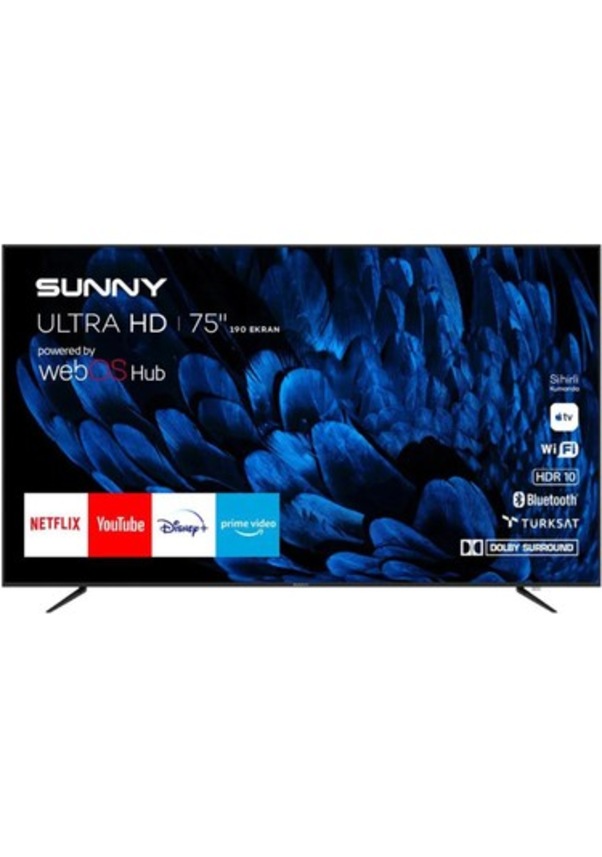 Sunny SN75LEDB252 75" 190 Ekran Uydu Alıcılı 4K Ultra HD WebOS Smart ...