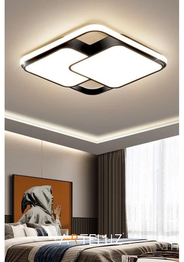 Arteluz Çift Kare Modern Tavan Led Avize Siyah Fiyatları ve Özellikleri