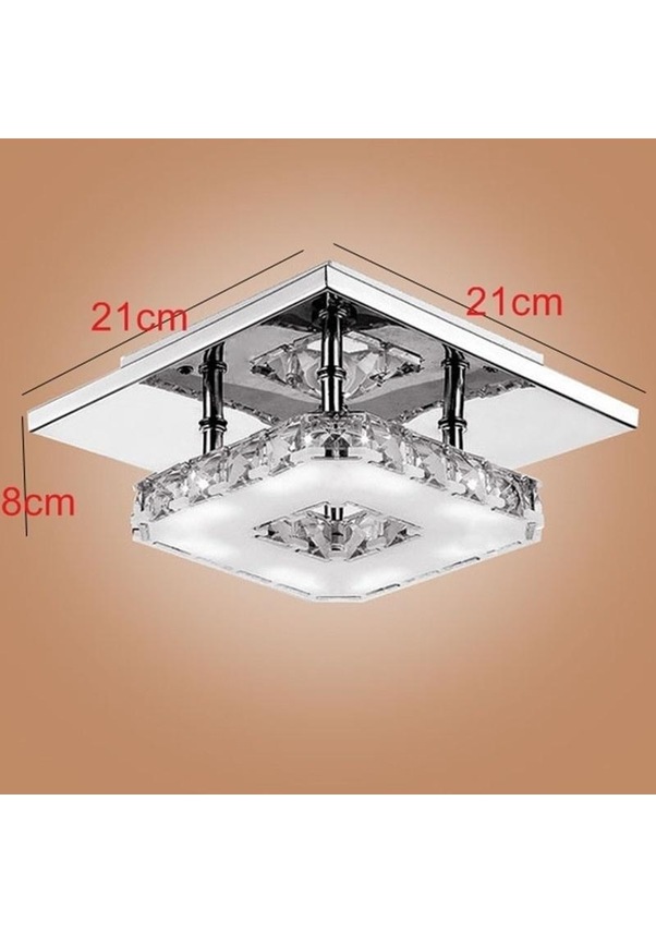 Beyaz Modern Dekoratif Kare Yüzükler Kristal Tavan Işık Led Tavan ...