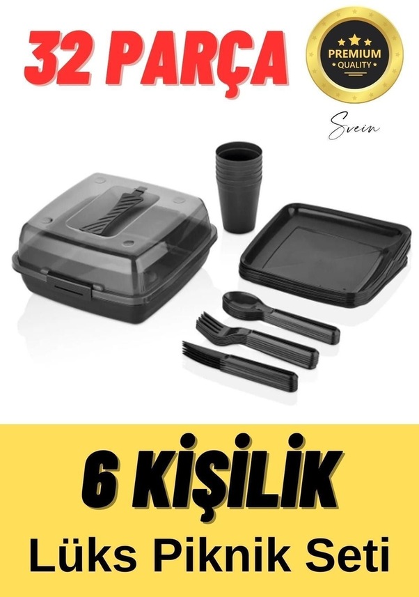 Lüx Piknik Sepeti 6 Kişilik Çatal Bıçak Bardak Tabak Piknik Mangal Kamp ...