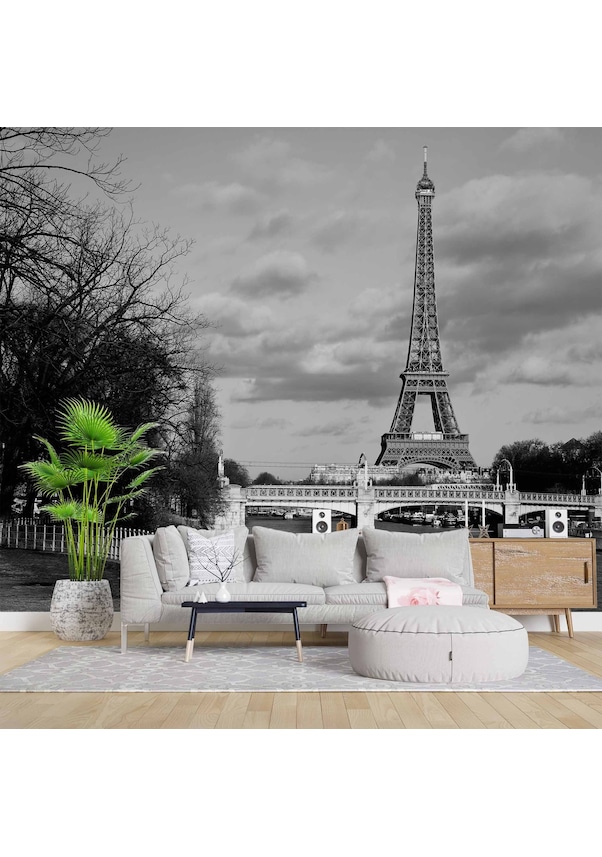 Siyah Beyaz Paris Eyfel Kulesi Duvar Kağıdı 100 x 100 Fiyatları ve Özellikleri