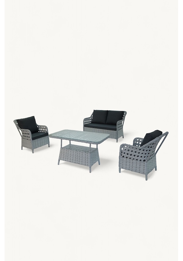 İcon Raddan 2+1+1 Çay Seti Balkon Teras Bahçe Mobilyası El Örgüsü ...