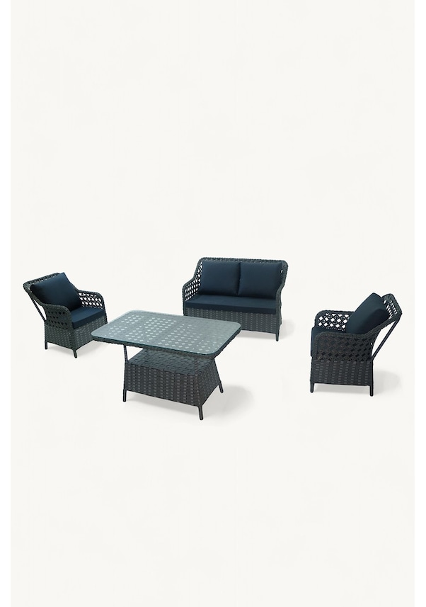 İcon Raddan 2+1+1 Çay Seti Balkon Teras Bahçe Mobilyası El Örgüsü ...