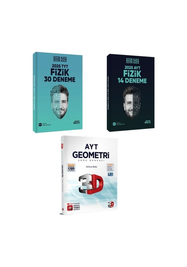 2025 Tyt Ayt 44 Deneme Fizik Seti Özcan Aykın+ 2025 Ayt Geometri Soru Bankası 3d Fiyatları ve ...