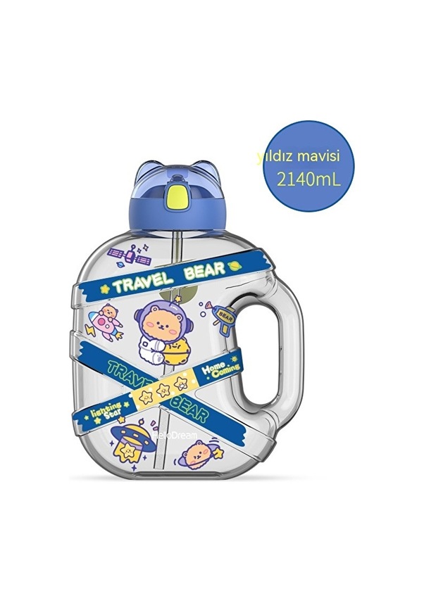 Bba Su Şişesi Büyük Kapasiteli Taşınabilir Pipetli Su Bardağıaçık Mavi ...