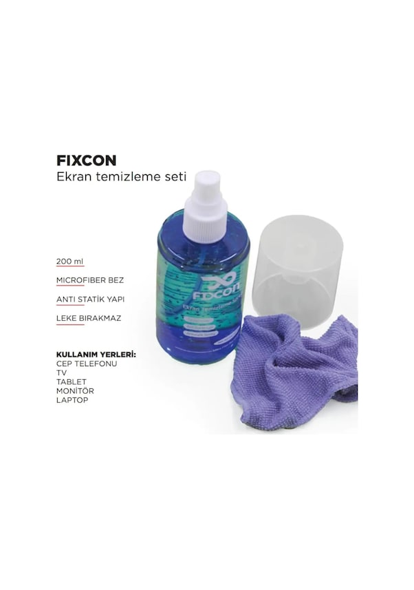 Fixcon Ekran Temizleme Spreyi 200 ML + Bez Fiyatları ve Özellikleri