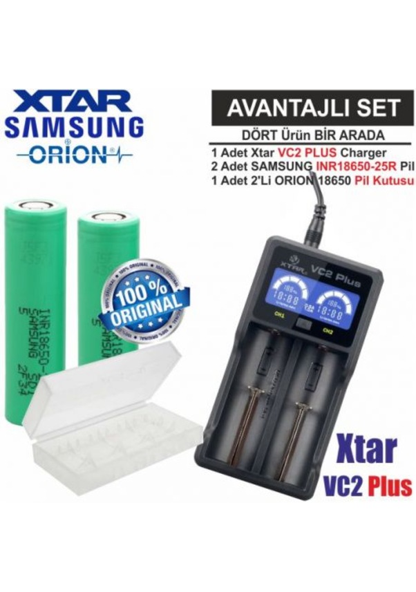 Xtar VC2 Plus Master Şarj Aleti, Samsung INR18650 25R Li-ion Pil, Fiyatları ve Özellikleri