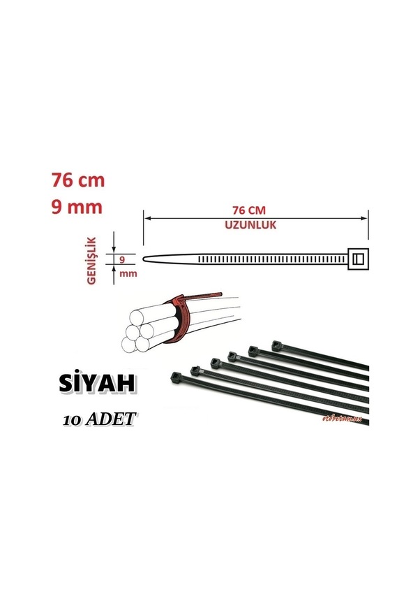 10 Adet Pemsan 76Cm X 9Mm Plastik Cırt Kelepçe Kablo Bağı S Fiyatları ...