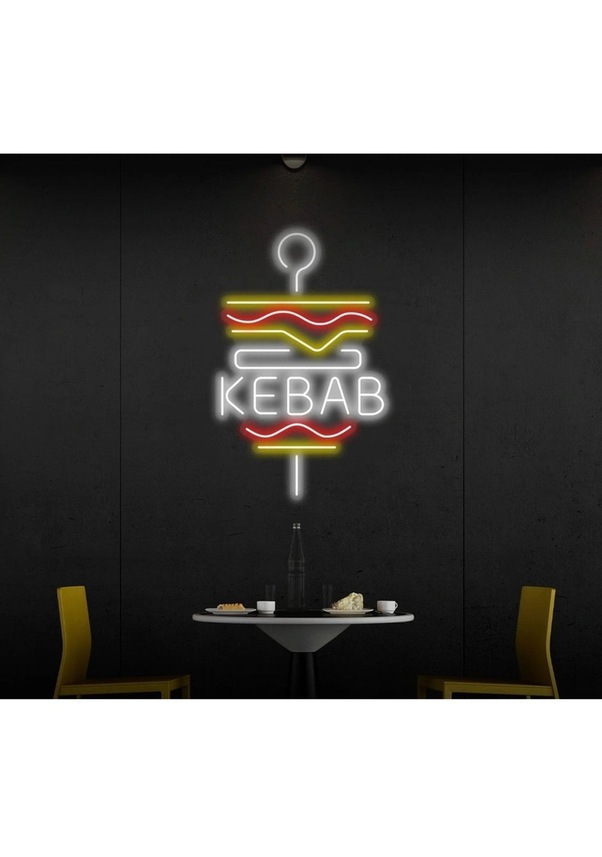 Twins Led Kebab Yazılı Ve Şekilli Neon Tabela Beyaz Model:model ...