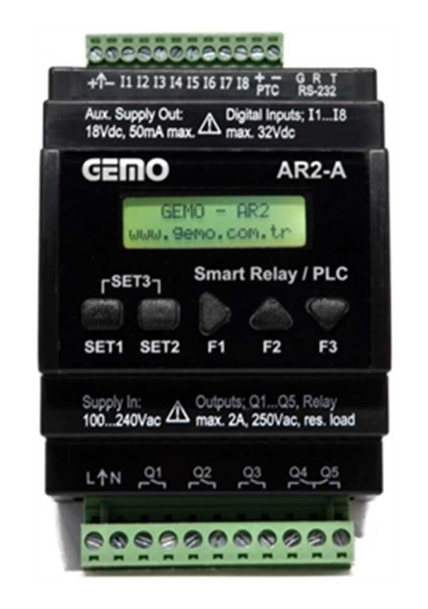 Gemo Ar2 A 230vac 8d Rtc Ray Tipi Ladder Logic Ile Programlanabilir Akıllı Röle Plc