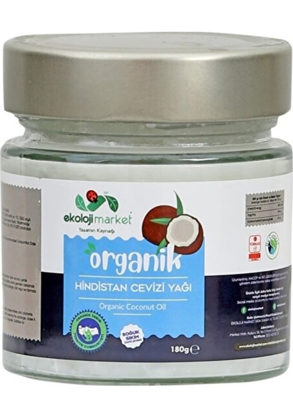 Ekoloji Market Organik Soğuk Sıkım Hindistan Cevizi Yağı 180 ML Fiyatları ve Özellikleri