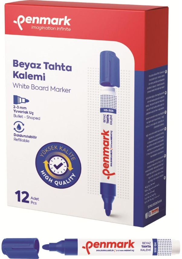 Penmark Beyaz Tahta Kalemi Mavi Doldurulabilir Tahta Kalemi (12 L Fiyatları ve Özellikleri