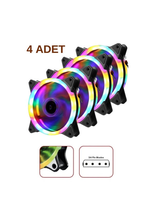 Molex Girişli Sessiz Renkli Fan Rainbow Kasa Fanı 12 CM 4'lü Fiyatları ...
