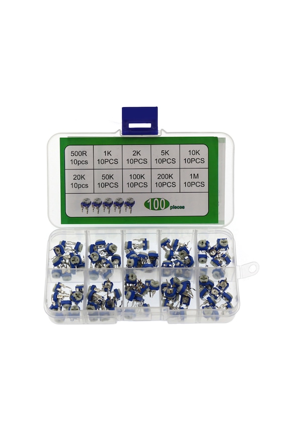 Lemestar 100 Adet Çeşitli Değerlerde Potansiyometre Seti - 10 Farklı ...