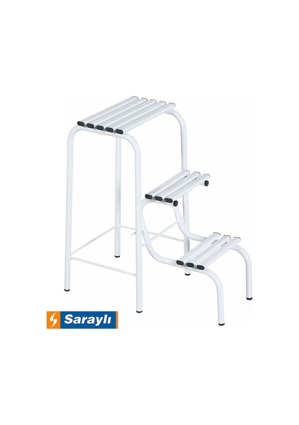 Saraylı 3 Basamaklı Tabureli Merdiven Katlanır Metal Ev Merdiveni ...