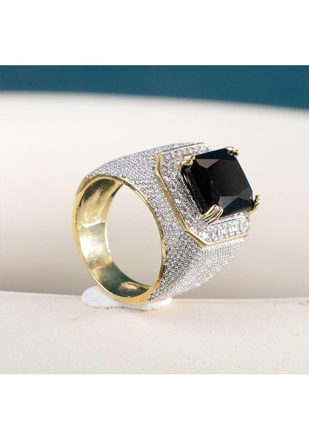 Dancemonkey Yüzük Yüzük Taş Siyah Siyah Renk Parti Nişan Mavi Lüks ...