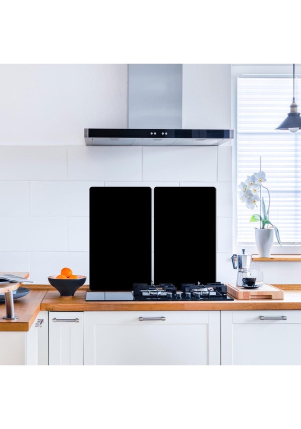 Saban 2'Li 30X52 CM Düz Siyah Desenli Cam Kesim Tablası ve Ocak Koruma ...