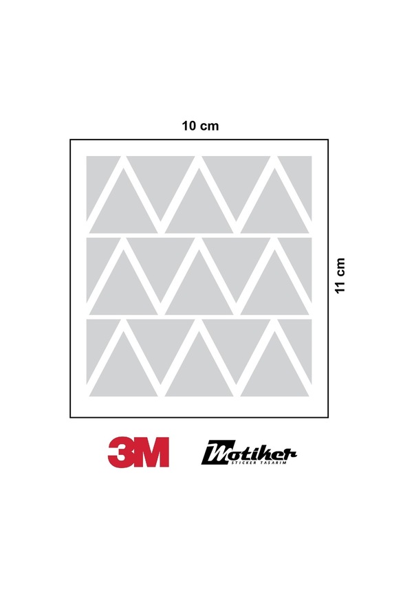 3M Gri Reflective (Reflektif) 21'li Üçgen Sticker Etiket Modeli ...