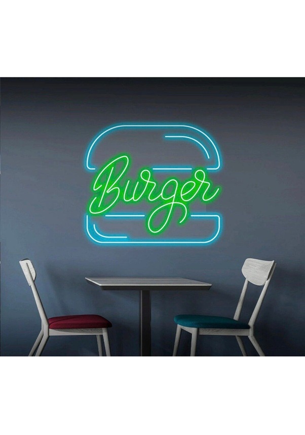 Twins Led Burger Yazılı Ve Şekilli Neon Tabela Yeşil Model:model ...