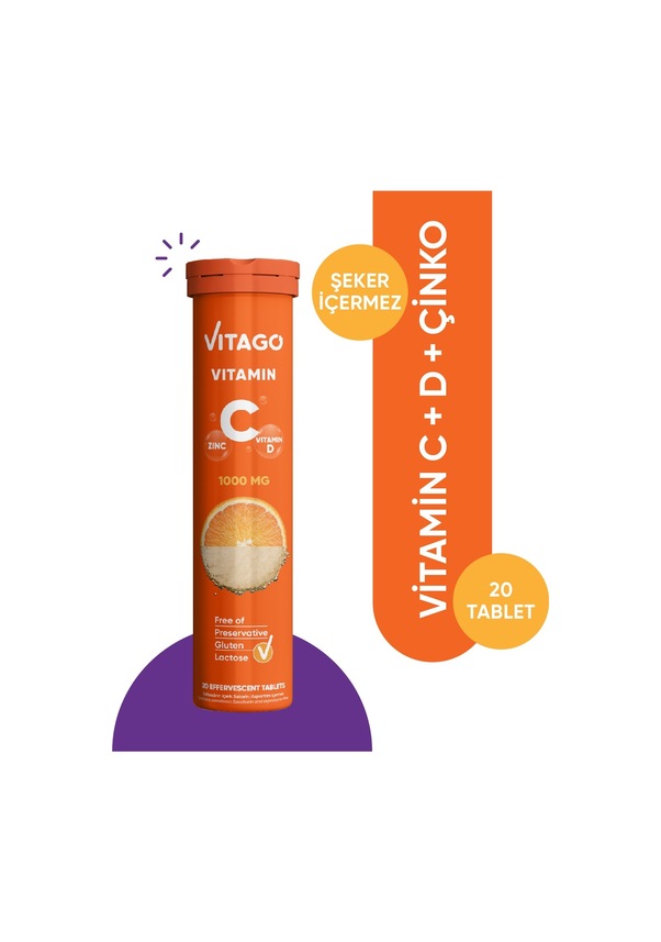 Vitago Vitamin C Vitamin D Çinko 20 Tablet Fiyatları ve Özellikleri