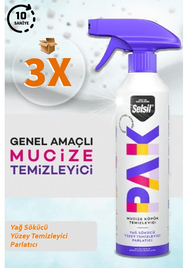 Selsil Pak Mucize Köpük Sprey Yüzey Temizleyici Modeli - S 3 x 500 ML ...