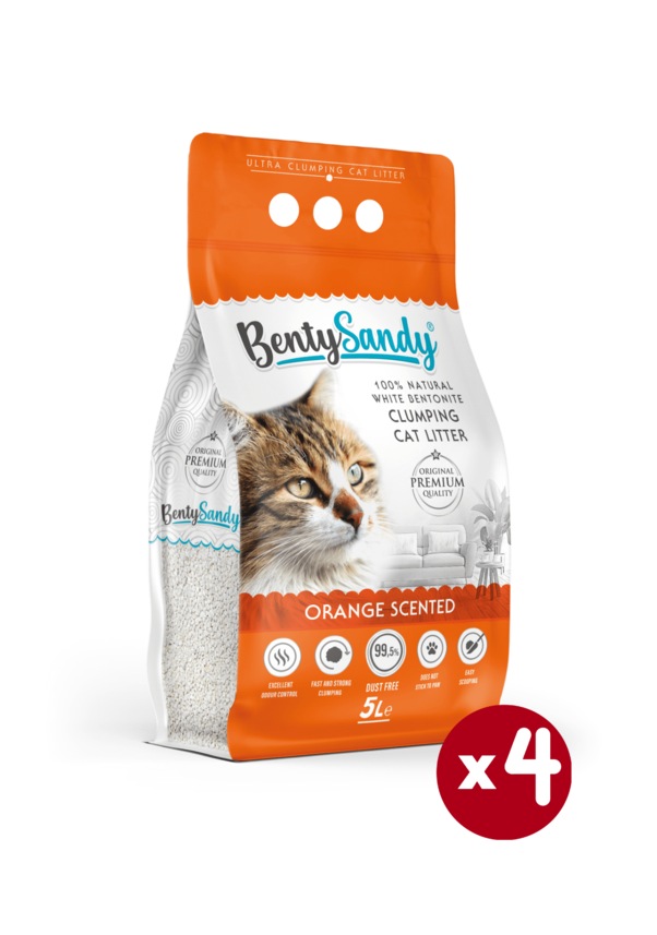 Benty Sandy Portakal Kokulu İnce Topaklaşan Bentonit Kedi Kumu 4 x 5 L ...