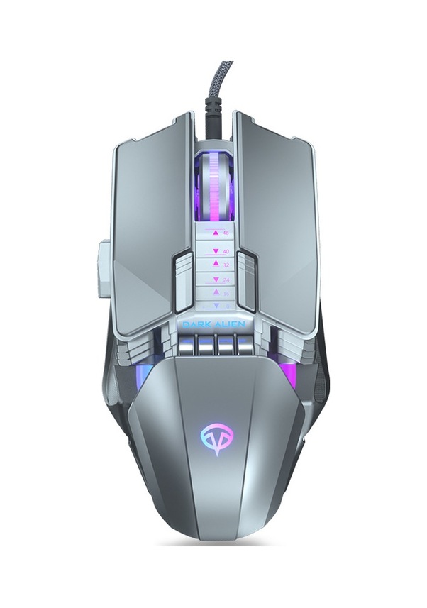 Dark Alien V710 7 Tuşlu Metal Ofis Kablolu Parlayan Fare, Kablo Uzunluğu: 1,78m Gümüş Diğer ...