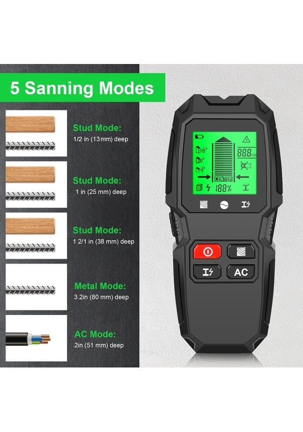 Didadodo 5 Fonksiyonlu Duvar Tarayıcı - Ahşap, Metal Ve Kablo Tespitli ...