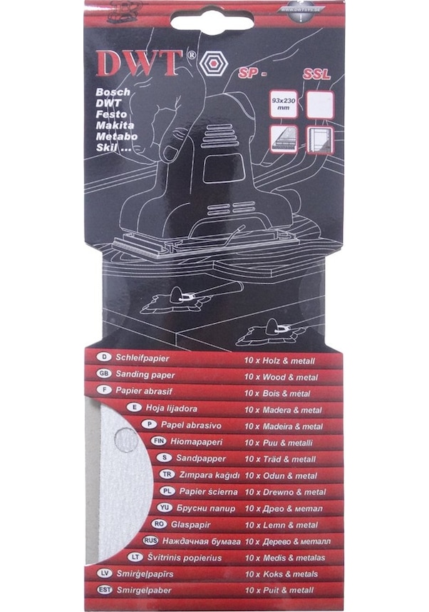 DWT SP-40SSL Dikdörtgen Delikli Zımpara Kağıdı 93 x 230 MM 40 Kum ...