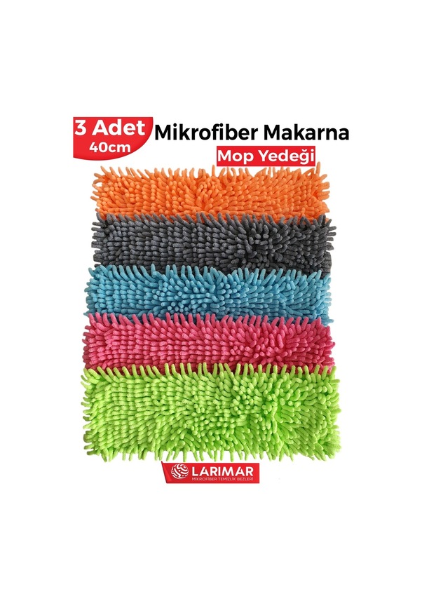 Larimar Makarna Mop Mikrofiber Yedek Paspas Temizlik Bezleri 3'lü 40 CM Fiyatları ve Özellikleri