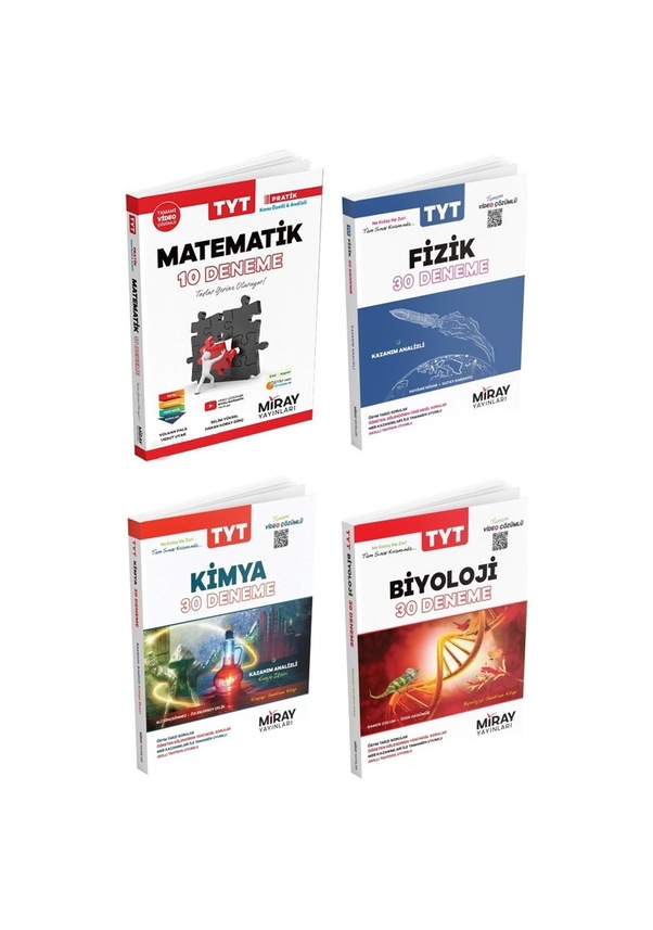 Miray 2025 Tyt Matematik + Fizik + Kimya + Biyoloji Deneme Seti 4 Kitap Fiyatları ve Özellikleri