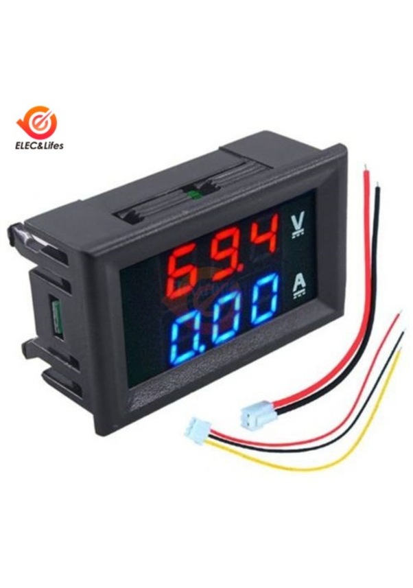 100v 3bit Kırmızı Mavi-m4430 Dc 100v 200v 500v 10a Elektronik Dijital Voltmetre Ampermetre 0.28 ...