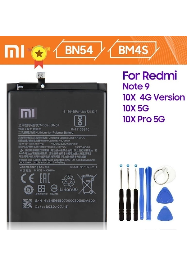 Senalstore Xiaomi Redmi 9 Uyumlu Batarya Pil Bn54 Bn4s + Tamir Seti ...