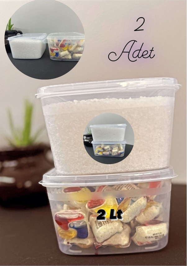 Bayev 2 Adet Huge Toz Ve Tablet Deterjan Saklama Kutusu Deterjan ...