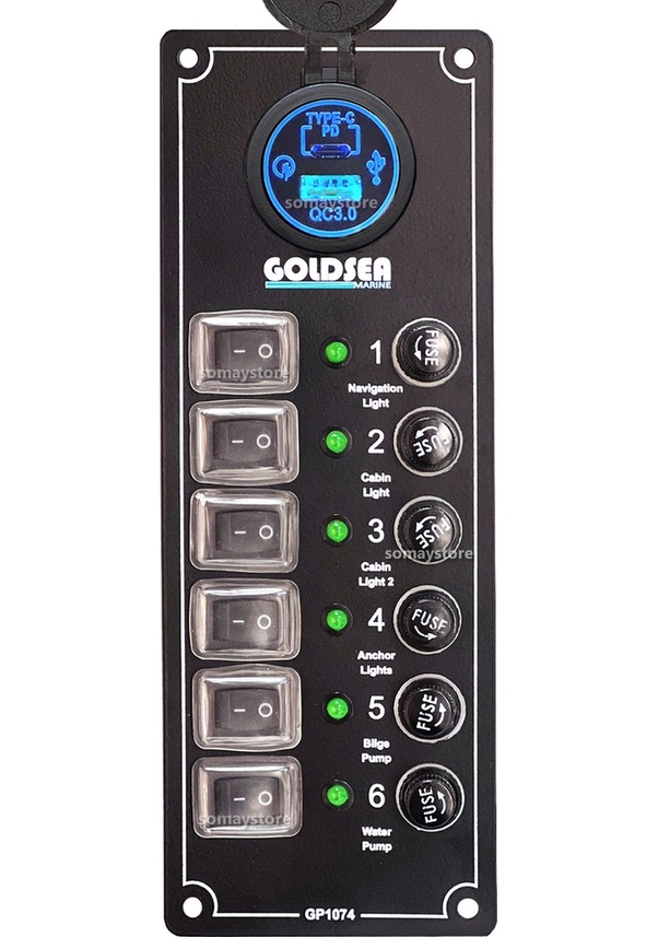 Goldsea Switch Panel 6 Anahtar Kontrol Paneli 12-24V Usb 3.0 Type-C ...