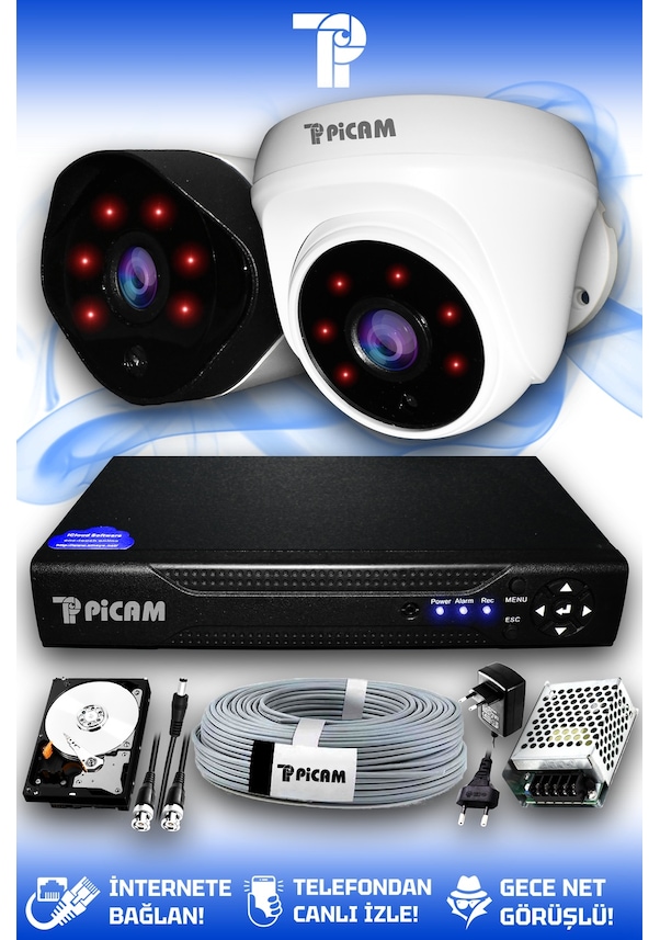 Picam 2 Kameralı Uzay 1 İç Kamera Set 1 Tb Hdd Full Hd Gece Görüşlü ...