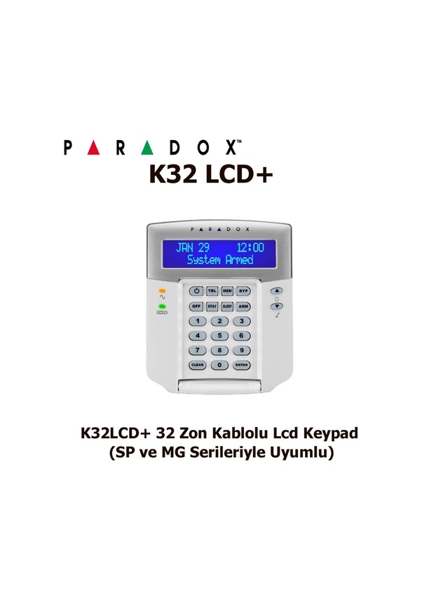 Paradox K32Lcd+ 32 Zon Kablolu Lcd Keypad (Sp Ve Mg Serileriyle ...